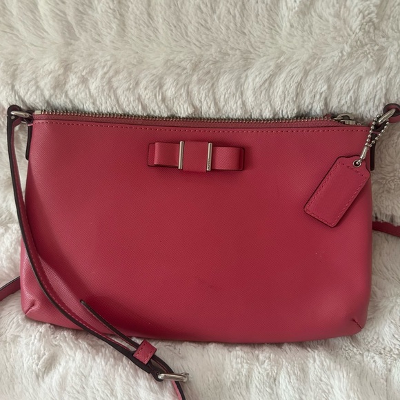 Coach | Bags | Coach Darcy Pink Bow Crossbody Handbag | Poshmark
